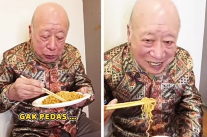 Makan Mie Khas Indonesia, Kakek Legend Sugiono Langsung Respon Begini | RIAU24.COM