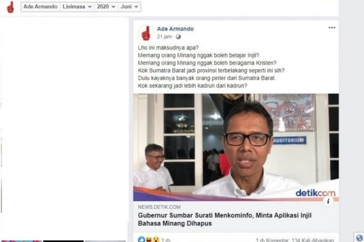 Sampai Dimana Kasus Ade Armando Sebut Orang Minang Lebih Kadrun dari ...