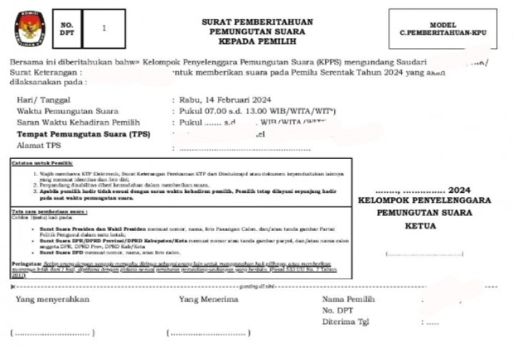 Warga Diharapkan Bawa Surat Pemberitahuan dan E KTP Saat ke TPS Pada ...