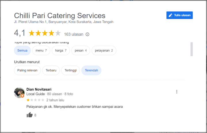 Review Katering Chilli Pari Milik Gibran, Ramai Netizen Kasih Rating ...