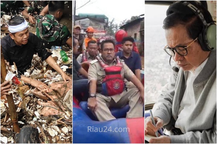 Gaya Pejabat Tinjau Banjir Disorot: Dedi Mulyadi Neymplung Sungai, Pramono Naik Helikopter ...